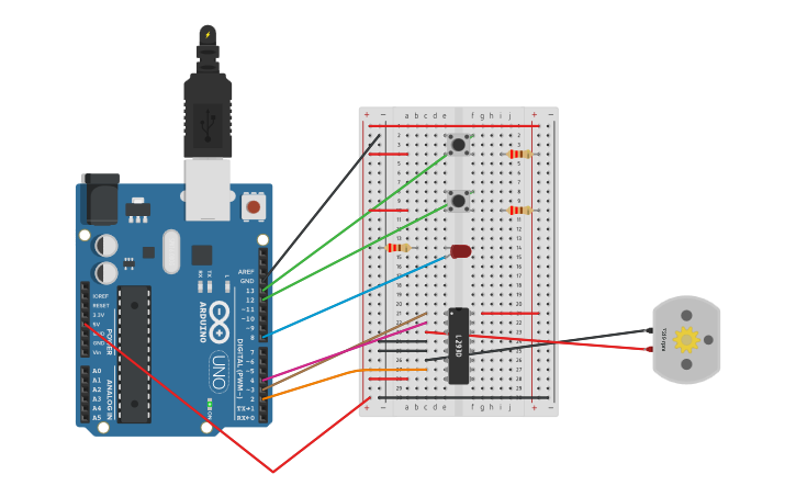Circuit design Ascensor de dos niveles - Tinkercad