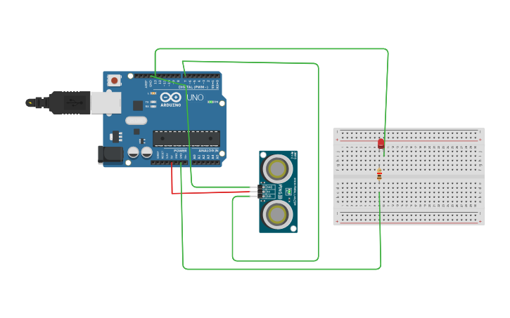 Circuit design ultra sensor - Tinkercad