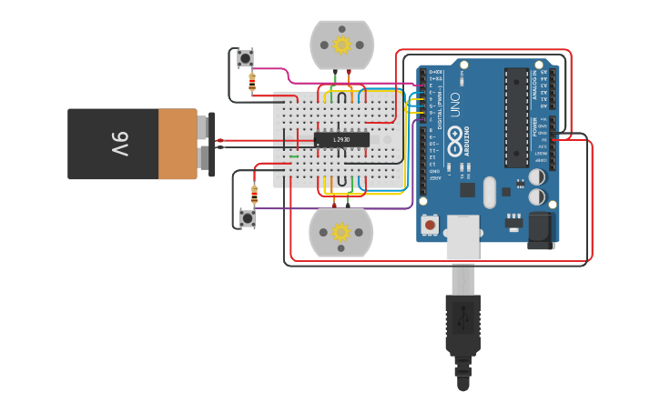 Circuit design DC motors with Arduino - Tinkercad