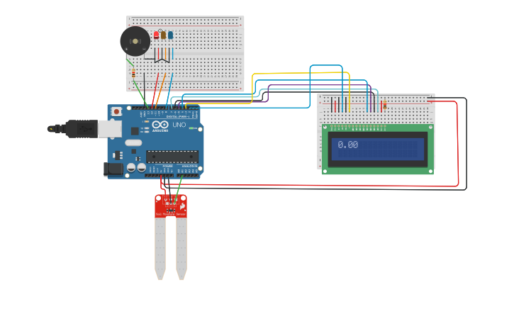 Circuit design Soil Moisture Sensor - Tinkercad