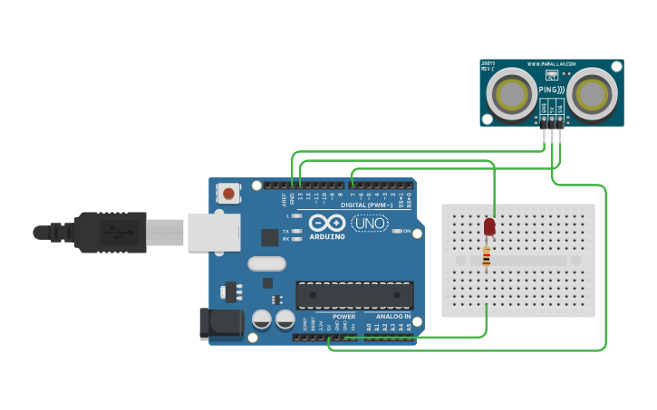Circuit design Sensor de proximidad - Tinkercad Circuit design Sensor de proximidad - Tinkercad