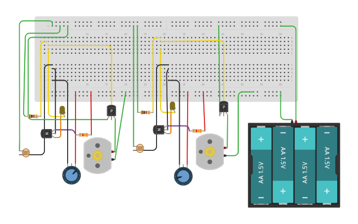 Circuit design Line Follower - Tinkercad