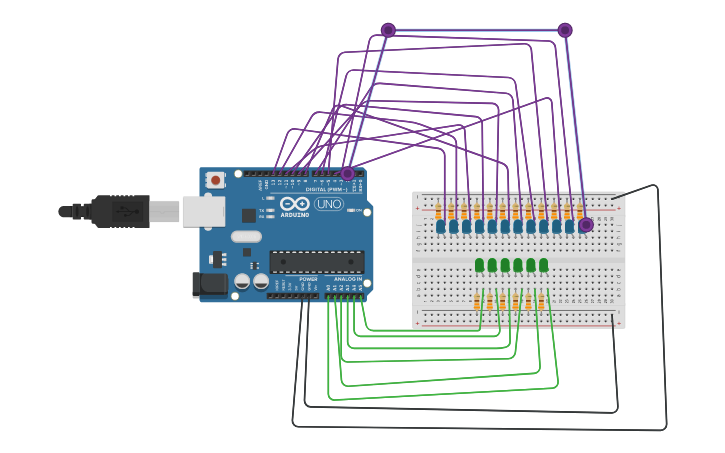 Circuit design Actividad Semana 9 Secuencia de luces 2 | Tinkercad