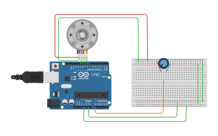 Circuit design stepper motor - Tinkercad