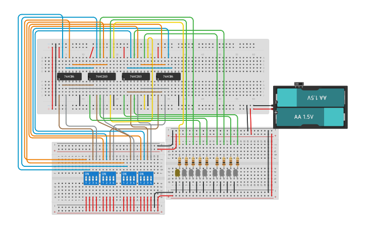Circuit Design Logic Circuit 8 Bit 2s Complement Subtractor Tinkercad 
