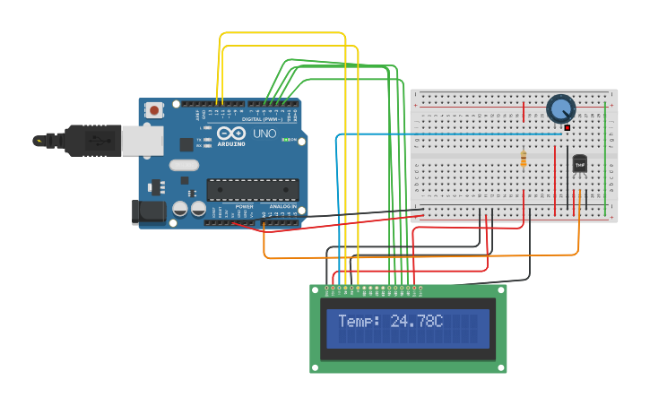 Circuit design lcd com temperatura - Tinkercad