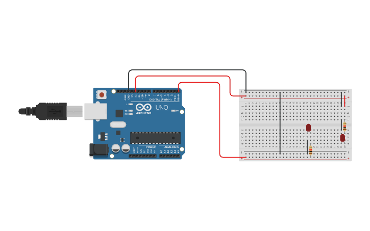 Circuit design 2 led - Tinkercad