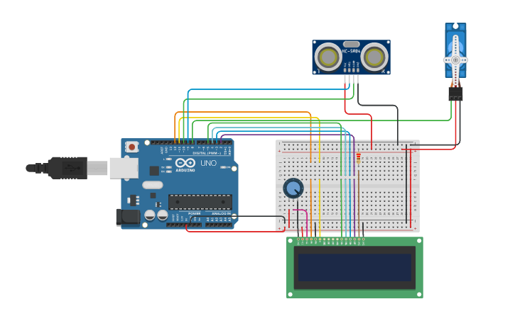 Circuit design Smart Dustbin - Tinkercad