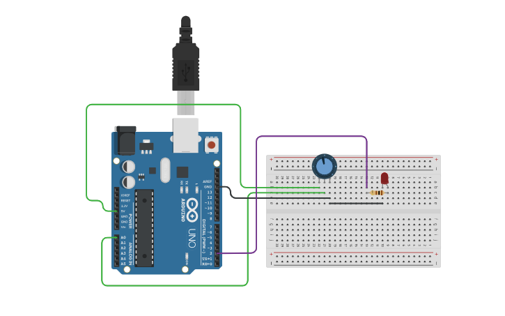 Circuit design Fading led with potentiometer brightness - Tinkercad Circuit design Fading led with potentiometer brightness - Tinkercad
