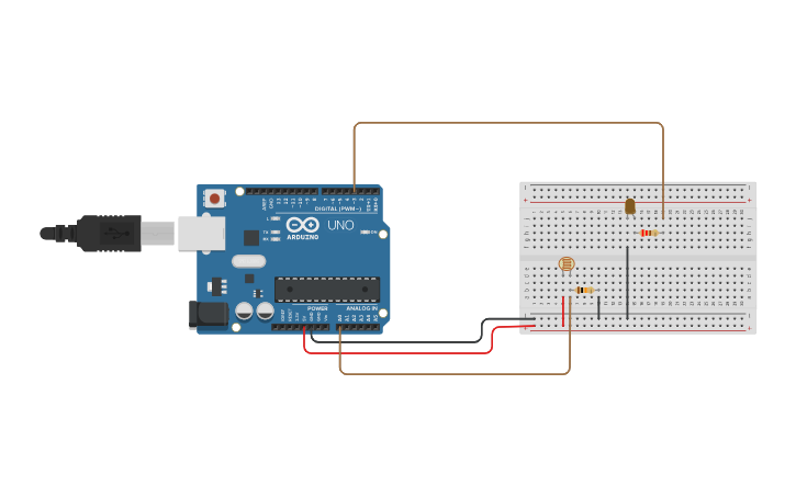 Circuit design LDR - Tinkercad