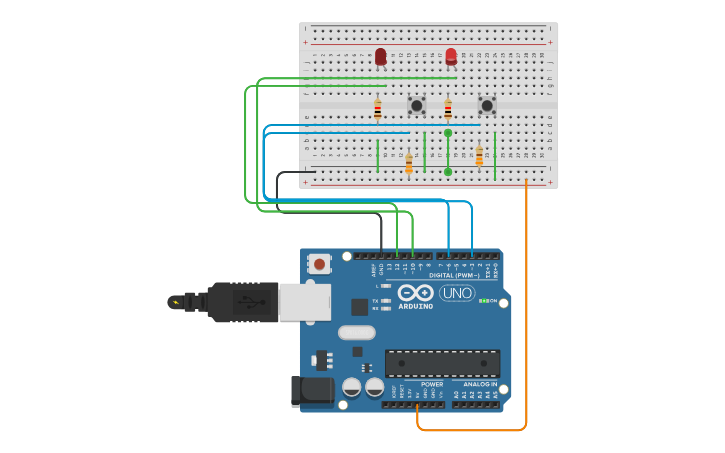 Circuit design LED5 - Tinkercad