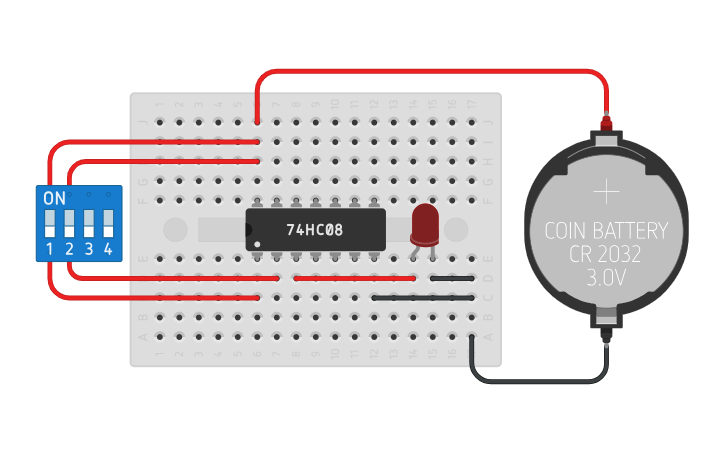 Circuit design LOGIC GATES a) AND GATE - Tinkercad
