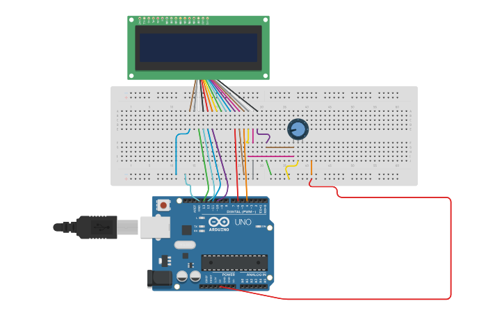 Circuit design LCD 1602 Gabo Castro - Tinkercad