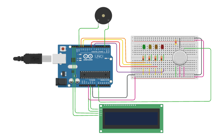 Circuit design Program 6: Air Quality Gas Sensor - Tinkercad