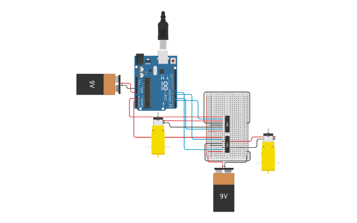 Circuit design Motor Driver Simulation - Tinkercad