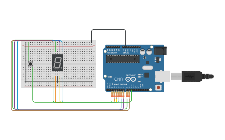 Circuit design 7 segment - Tinkercad