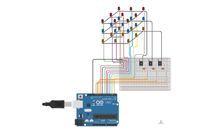 Circuit design Cubo leds | Tinkercad