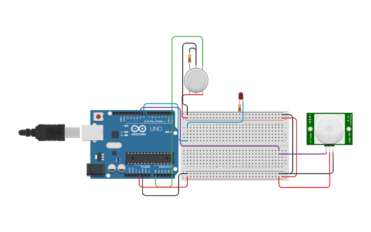 Circuit design sensor gas - Tinkercad