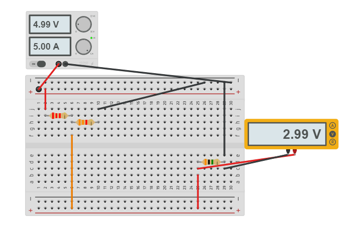 Circuit design 5V to 3V - Tinkercad