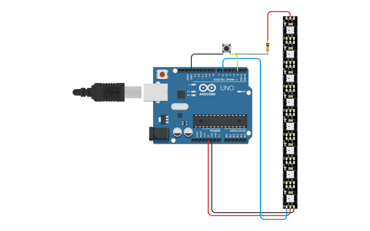 Circuit design Neopixel and button | Tinkercad
