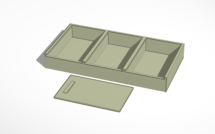 3D design triple slide box - Tinkercad