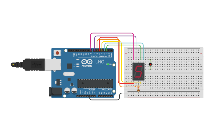 Circuit design Copy of Display de 7 segmentos | Tinkercad