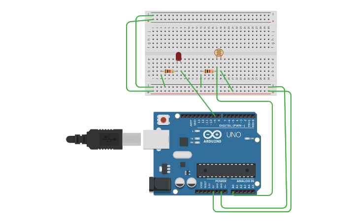 Circuit design Light sensor - Tinkercad