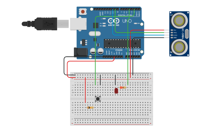 Circuit design 4 Ultrasonic | Tinkercad
