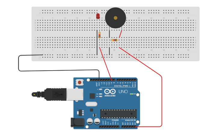 Circuit design piezo | Tinkercad
