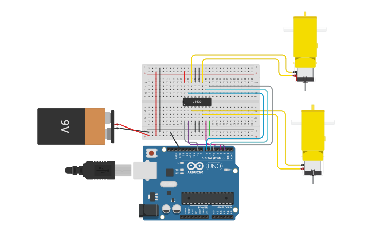 Circuit design Motors - Tinkercad