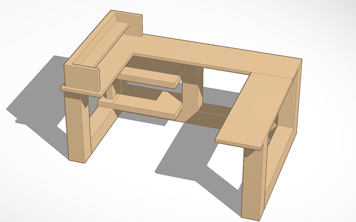 3D design Desk model, 1 cm = 1 ft - Tinkercad