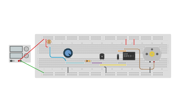 Circuit Design Herencia Motor Controlado Por Ldr Con Transistor Y Relé Tinkercad