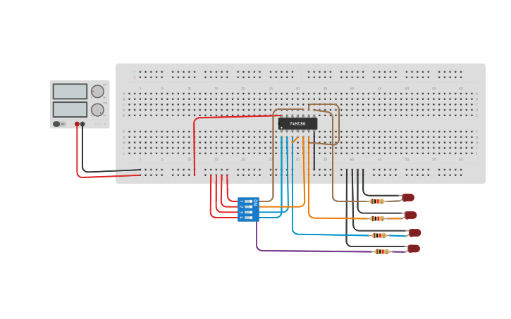 Circuit design gray to binary code - Tinkercad