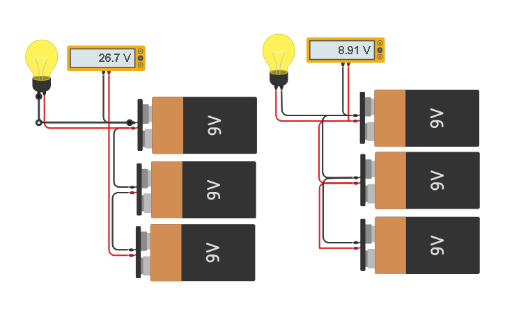 Circuit design ligação em serie e em paralelo - Tinkercad