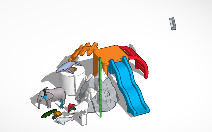 3D design mountain polar bear squid elefant rectangle hole croco frog ...