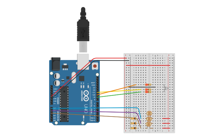 Circuit design Project 5 - Color Mixing Map - Tinkercad
