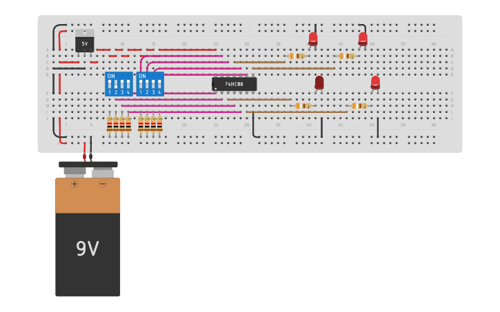 Circuit design Compuerta Logica 7408 - Tinkercad