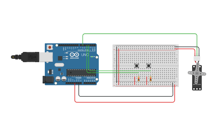Circuit design Control de servos - Tinkercad