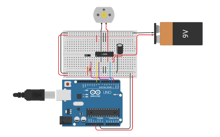 Circuit design EXERCISE 4.B. DC MOTOR CONTROL USING AN H-BRIDGE | Tinkercad