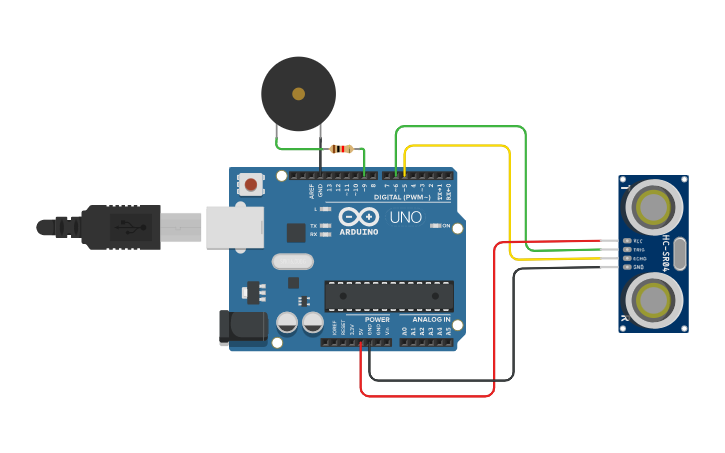 Circuit design Sensor de proximidade - Tinkercad Circuit design Sensor de proximidade - Tinkercad