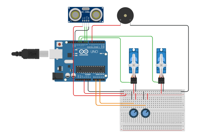 Circuit design Automatic Waste Management - Tinkercad