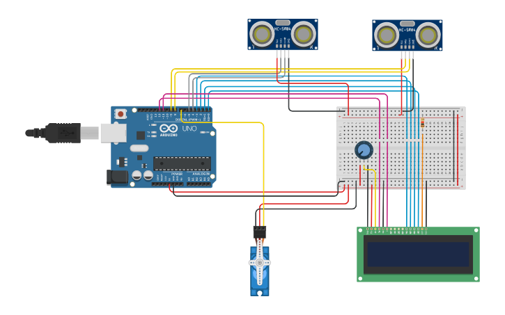 Circuit design Automatic Hand Sanitizer Machine - Tinkercad