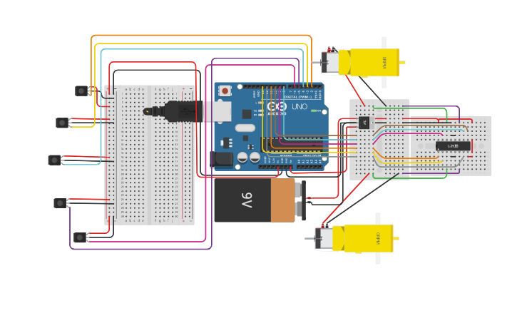 Circuit design Copy of Line Follower Robot | Tinkercad