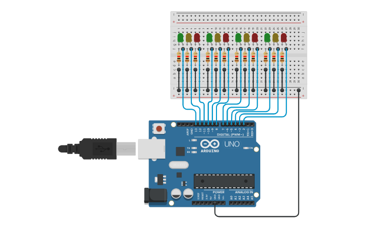 Circuit design Traffic Light 4-Way - Tinkercad