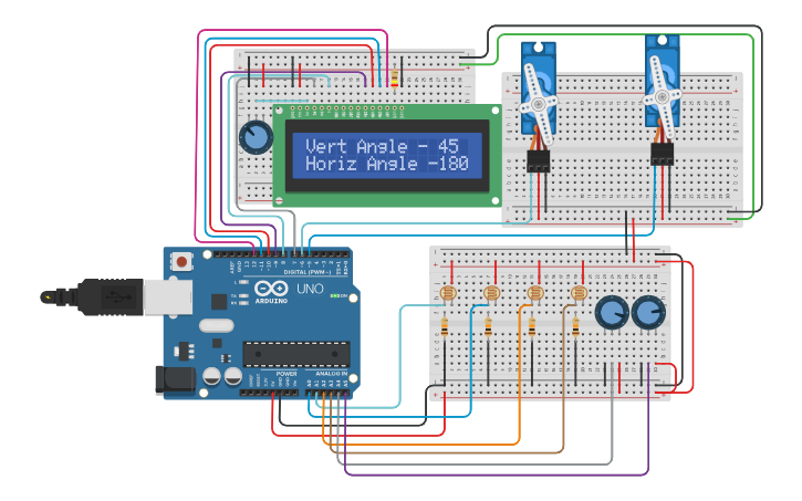 Circuit design Dual Axis Solar Tracker - Tinkercad