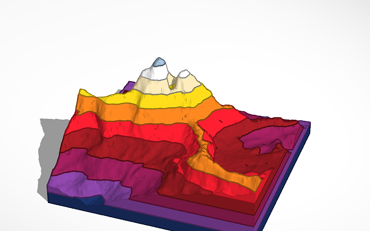 3D design Mont Blanc 3D Map - Tinkercad