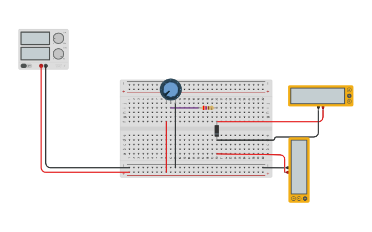 Circuit design Polarización directa E1 | Tinkercad
