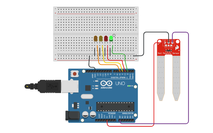 Circuit design Soil Humidity Sensor - Tinkercad