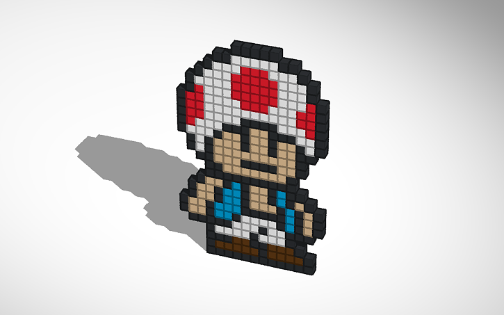 3D design 8-Bit Toad Pixel Art - Tinkercad