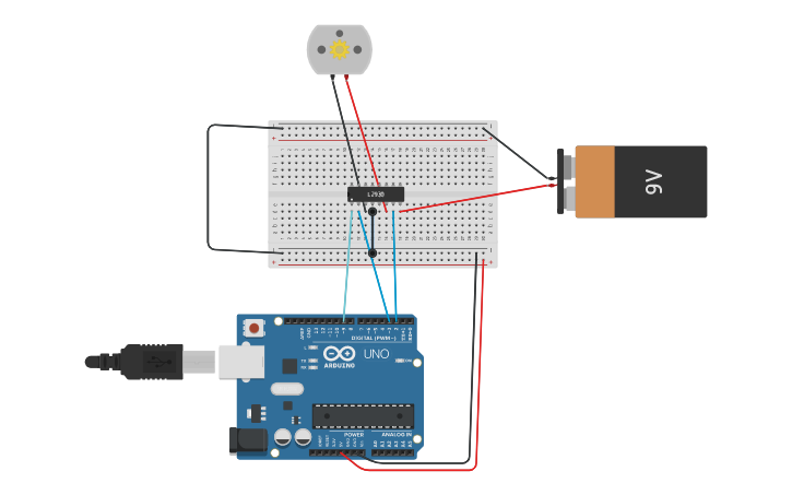 Circuit Design Commande Dun Moteur à Courant Continu Tinkercad